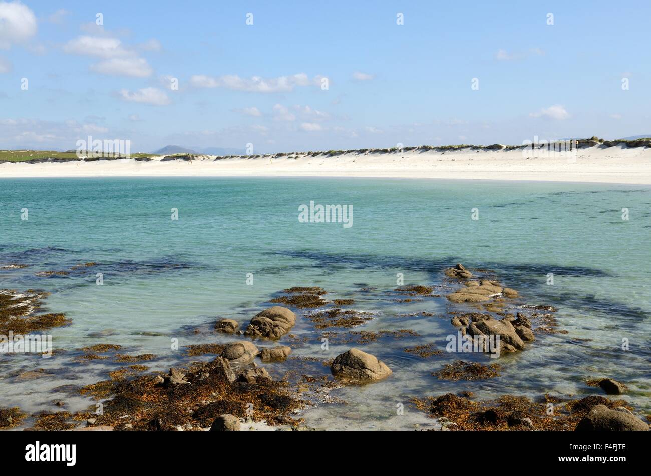 White sandy beach and sea Dogs Bay near Roundstone Connemara County ...