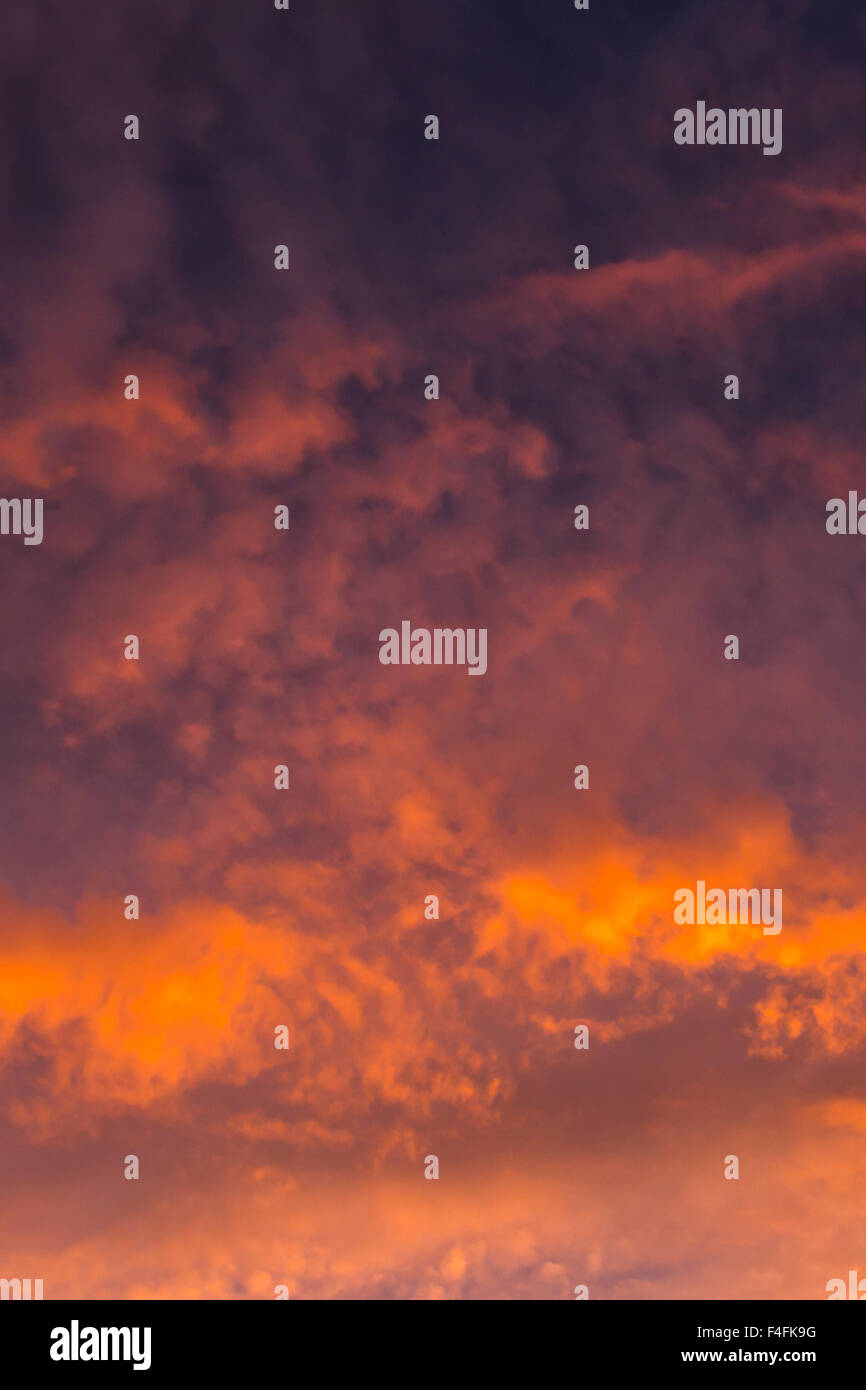 Dramatic fiery sky on sunset Stock Photo - Alamy