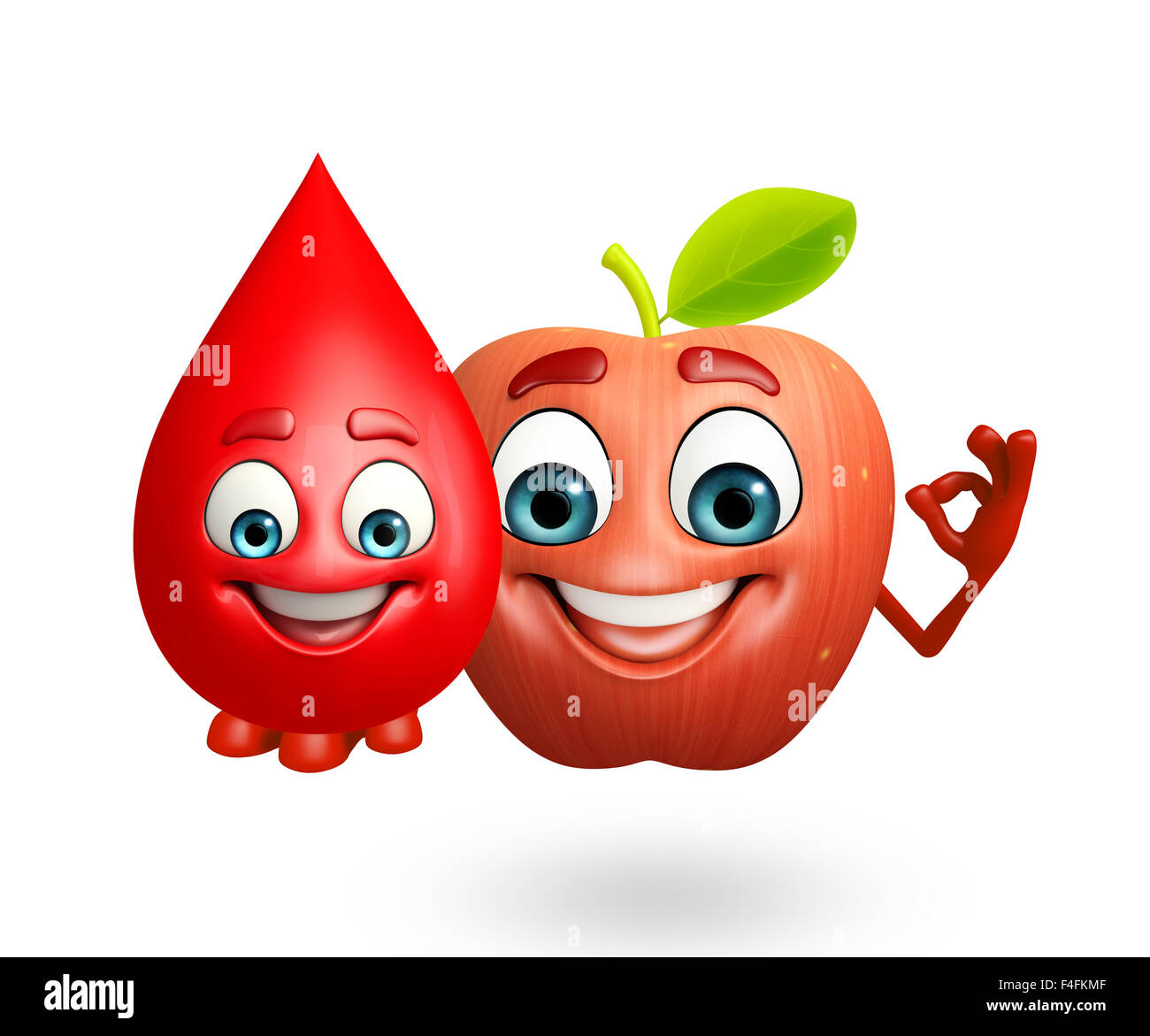 3d rendered illustration of apple cartoon character with blood drop ...