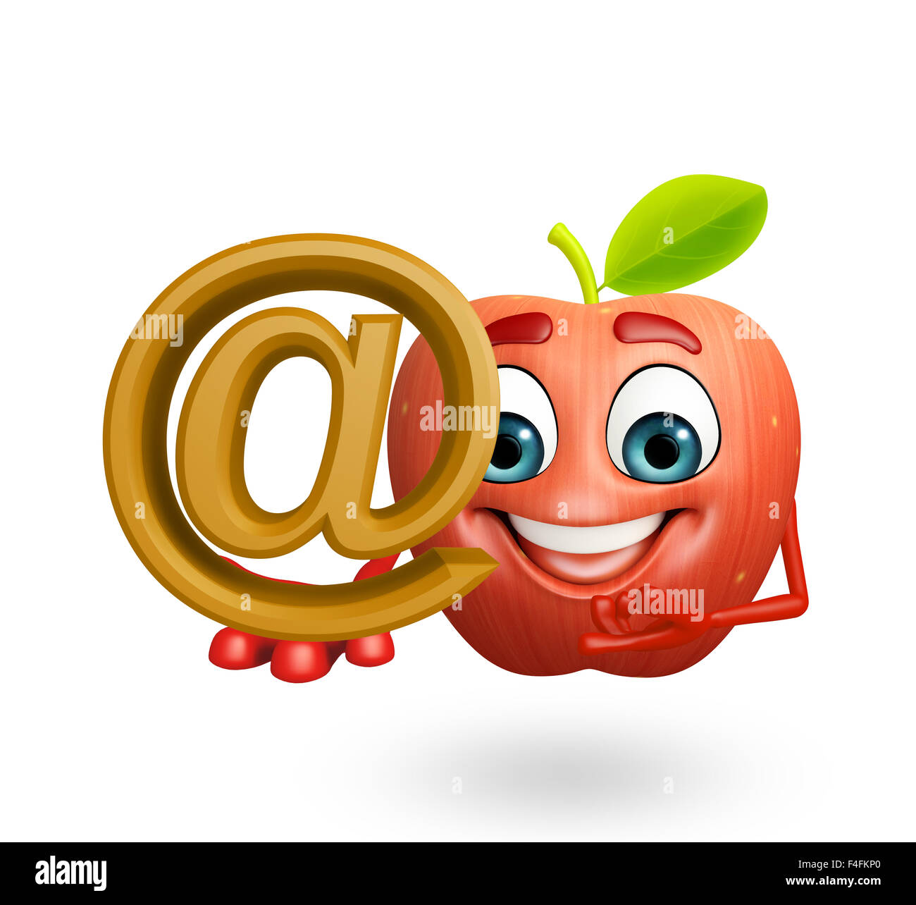 3d rendered illustration of apple cartoon character with at the rate ...