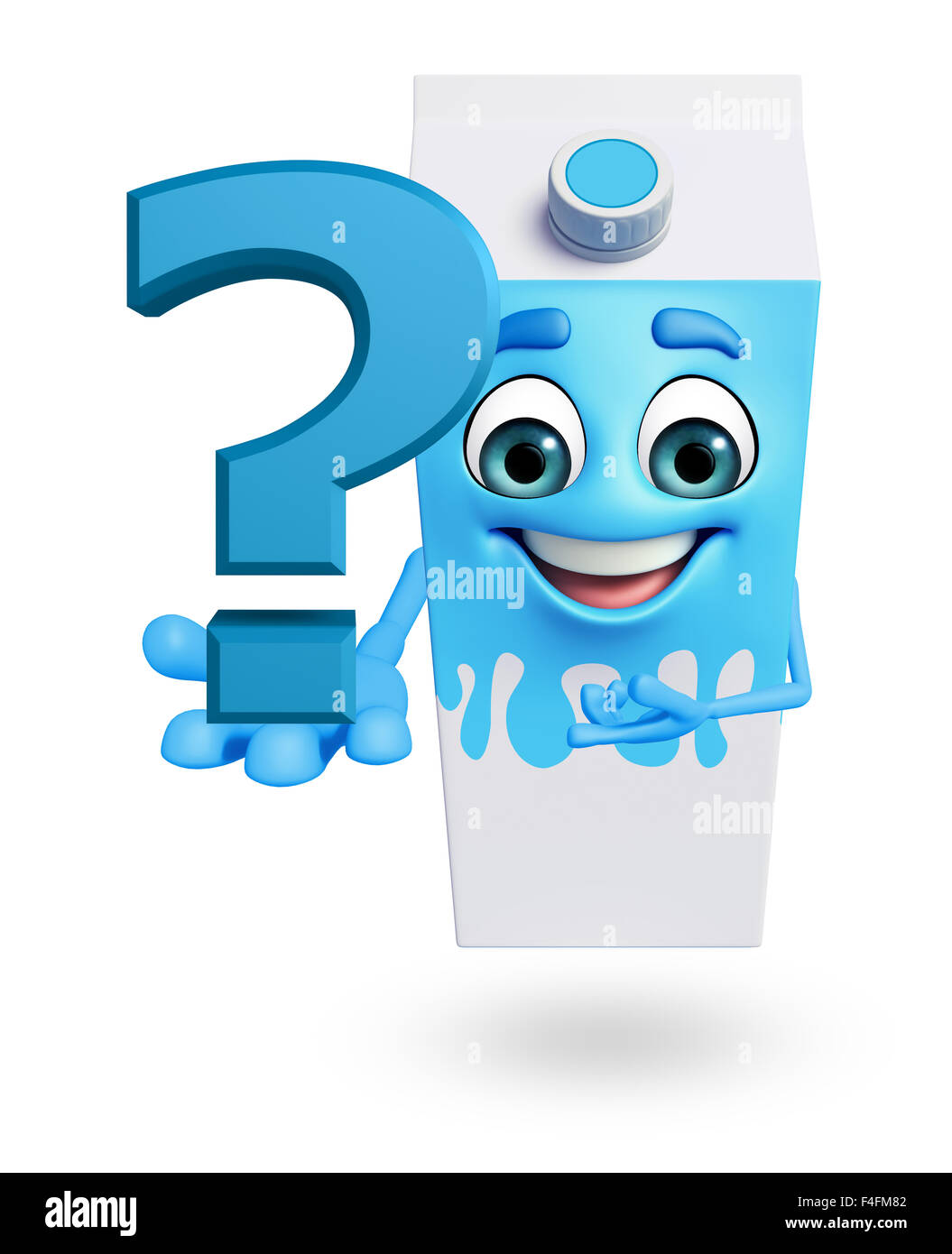 3d rendered illustration of milk cartoon character with ouestion mark ...