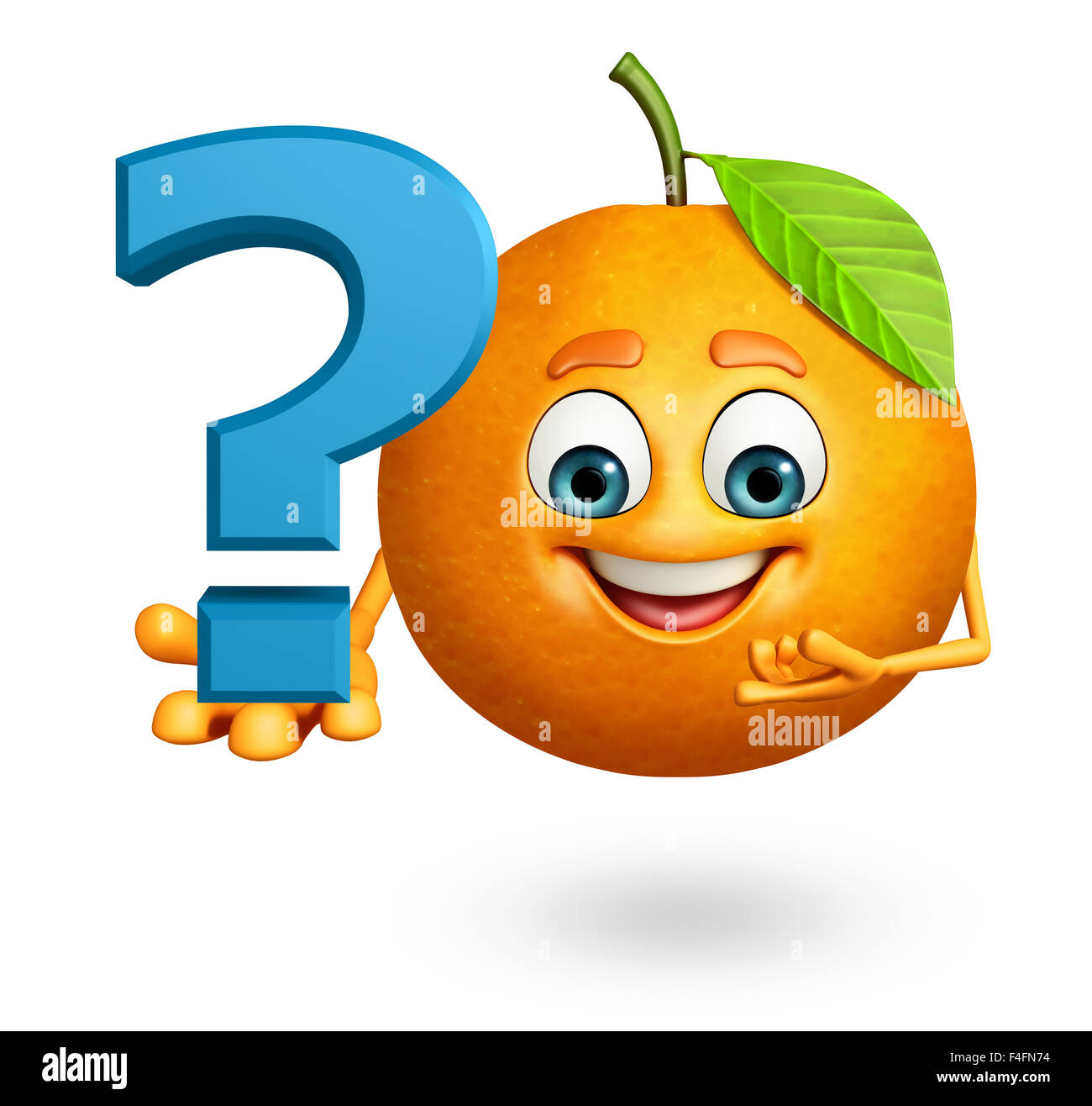 3d rendered illustration of orange cartoon character with ouestion mark ...