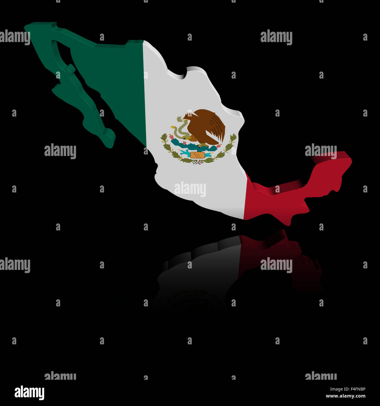 Mexico map flag with reflection illustration Stock Photo - Alamy