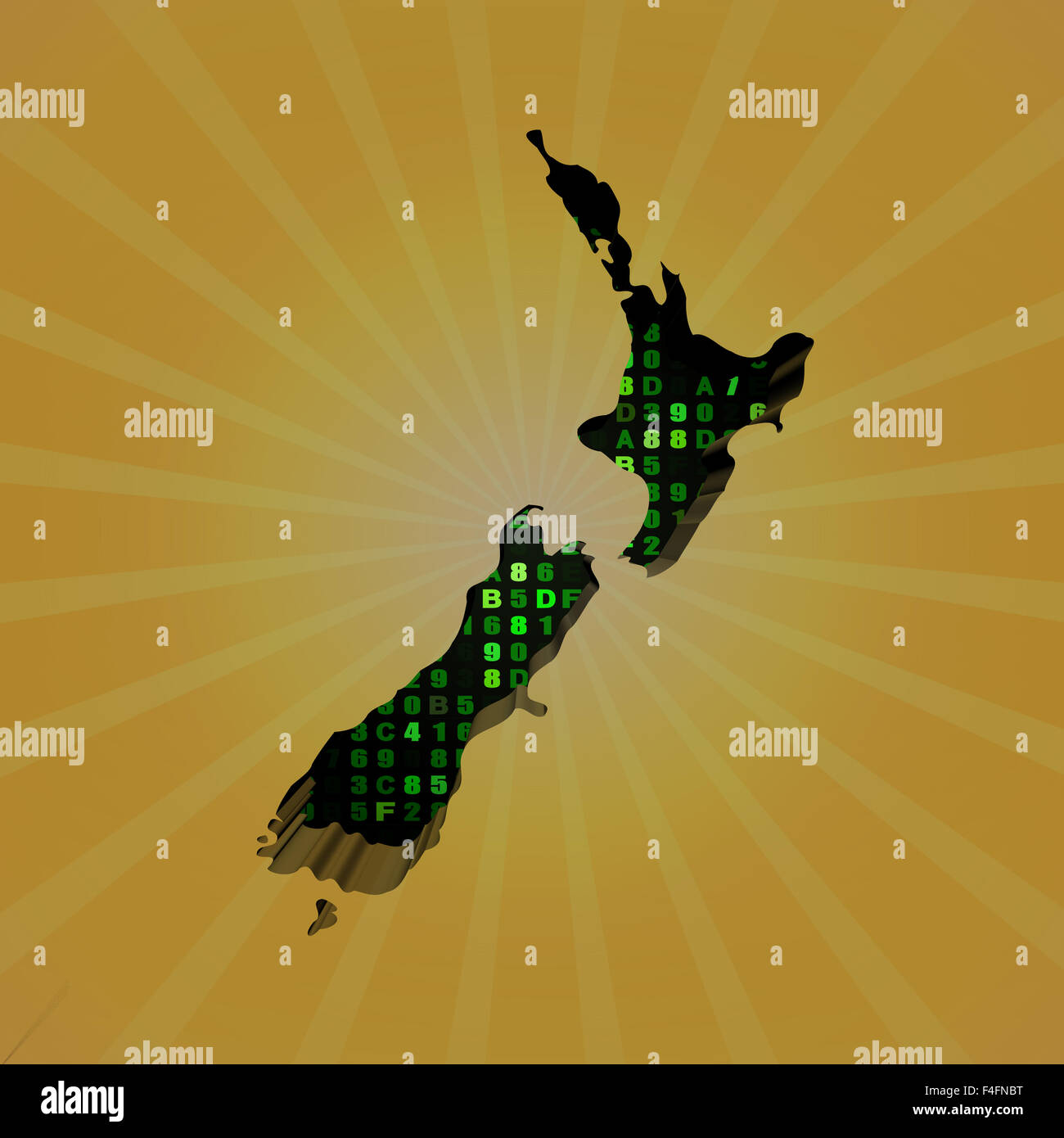New Zealand sunburst map with hex code illustration Stock Photo - Alamy