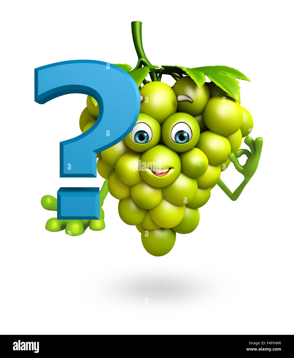 3d rendered illustration of grapes cartoon character with ouestion mark ...