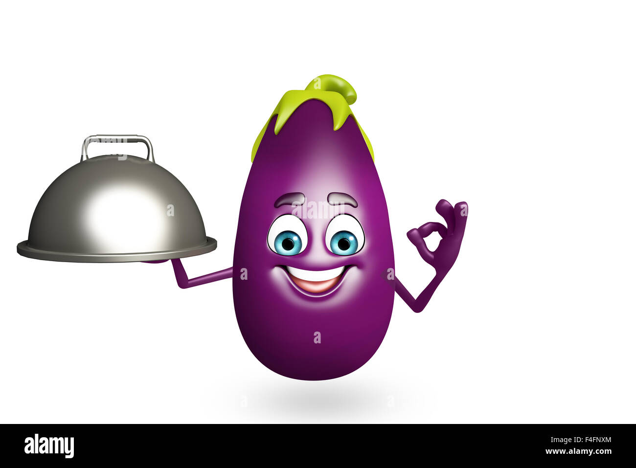 3d rendered illustration of cartoon character of brinjal Stock Photo ...