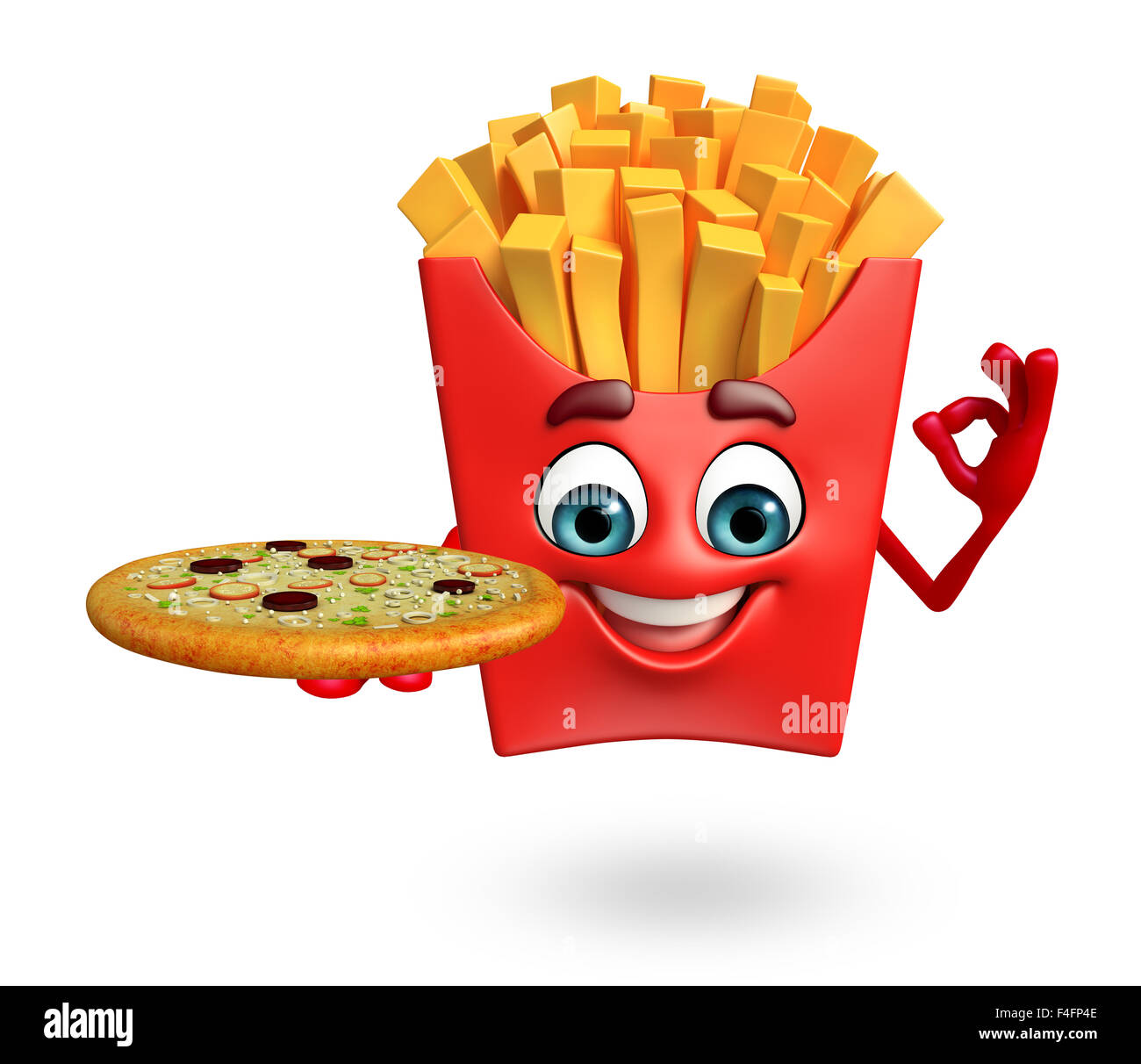 3d rendered illustration of french fries cartoon character Stock Photo ...