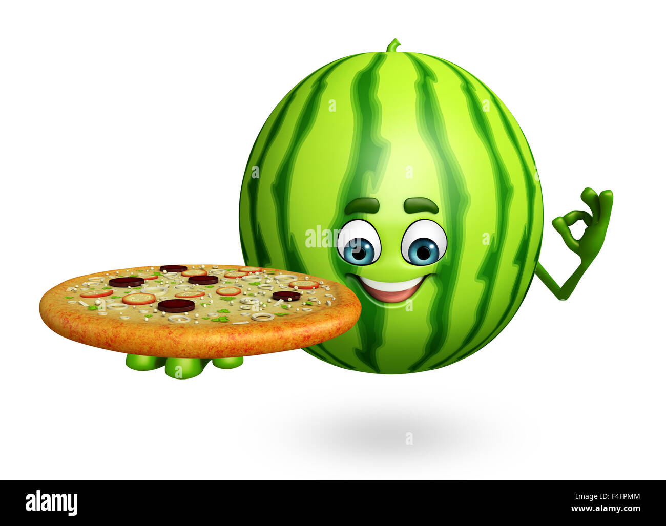 3d rendered illustration of watermelon cartoon character Stock Photo ...