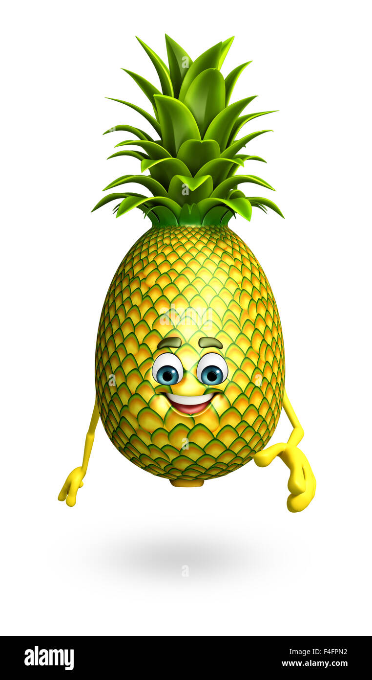 3d rendered illustration of pineapple cartoon character Stock Photo - Alamy