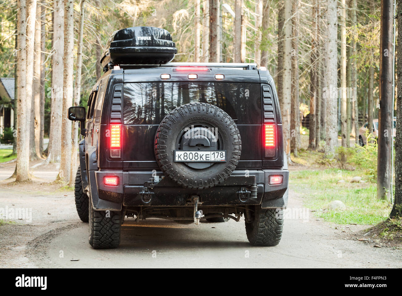 Saint-Petersburg, Russia - October 11, 2015: Black Hummer H2 vehicle ...