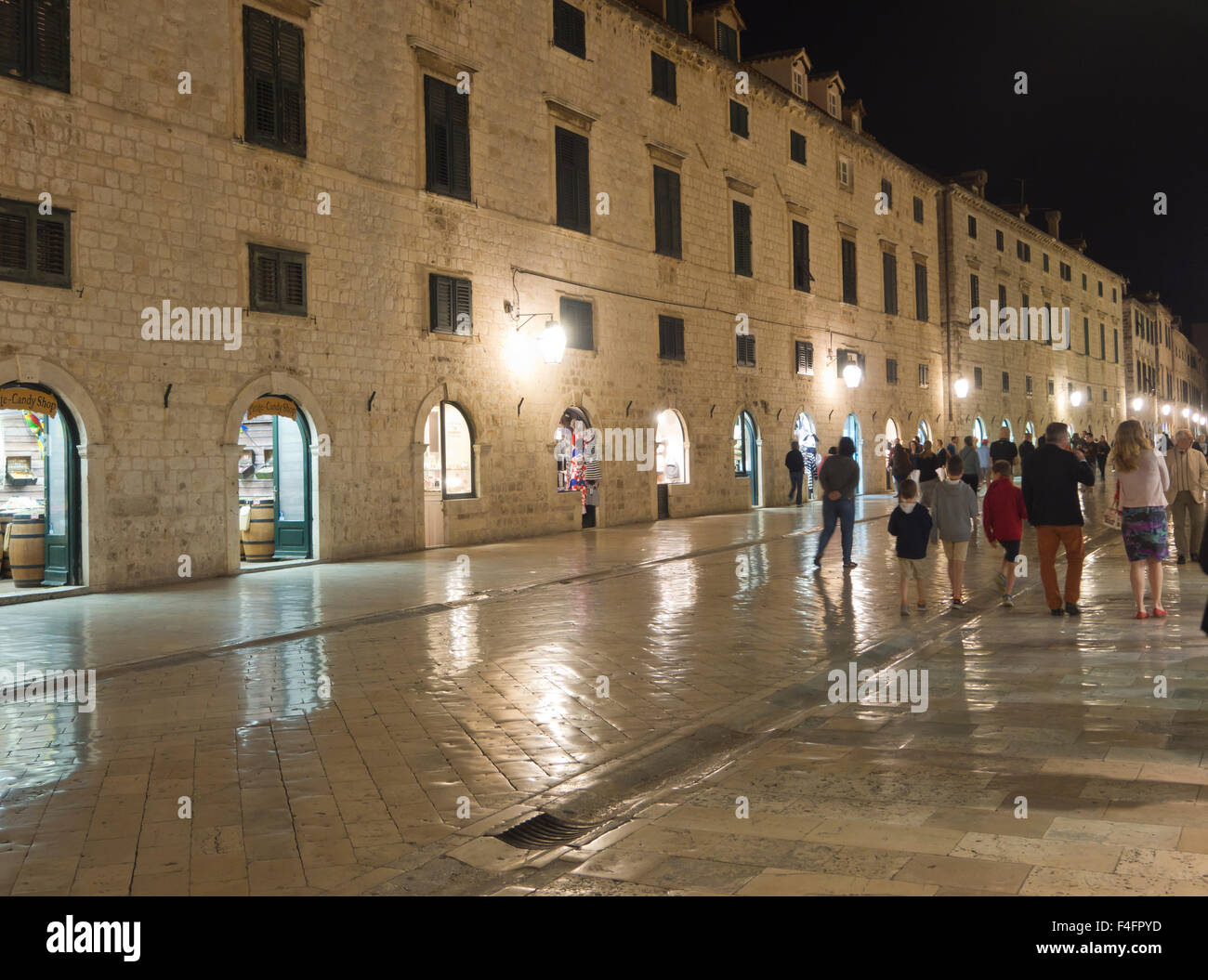 Dubrovnik Croatia By Night Stradun Main Street Paved By Limestone dubrovnik-croatia-by-night-stradun-main-street-paved-by-limestone
