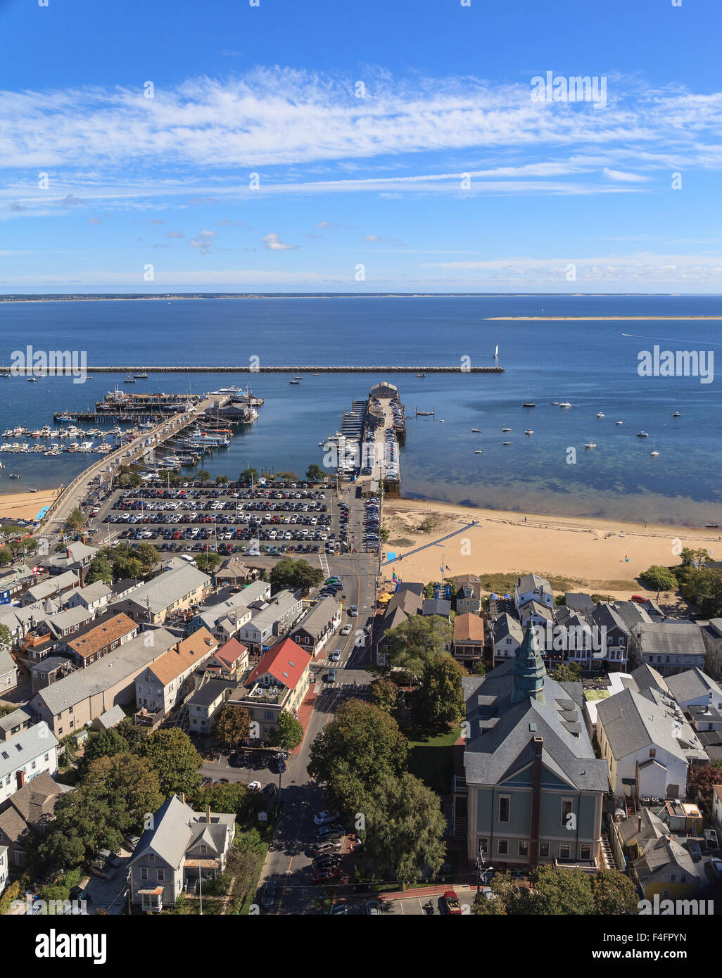 Provincetown, Massachusetts, Cape Cod city view and beach and ocean ...