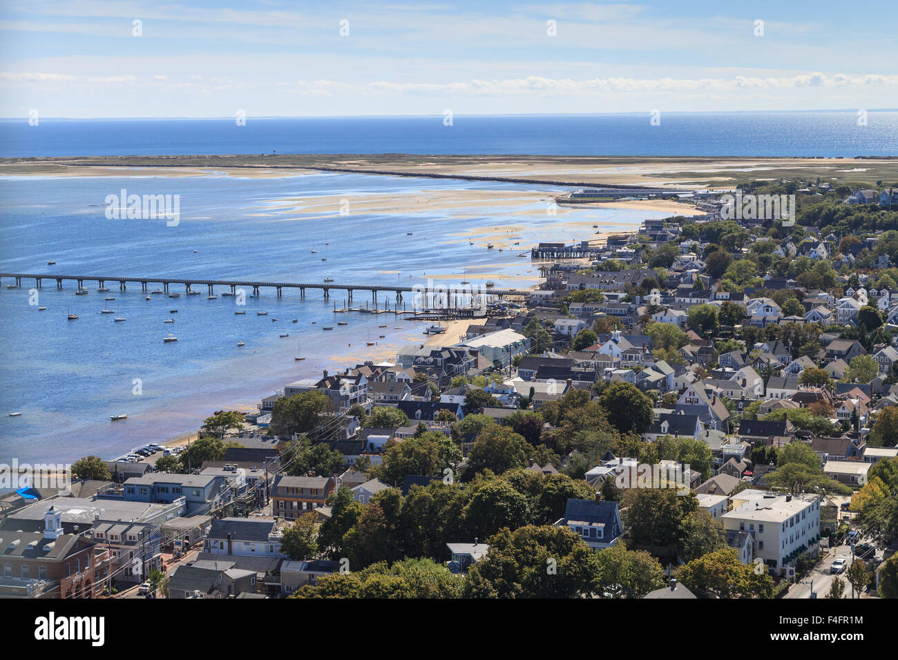 Provincetown, Massachusetts, Cape Cod city view and beach and ocean ...