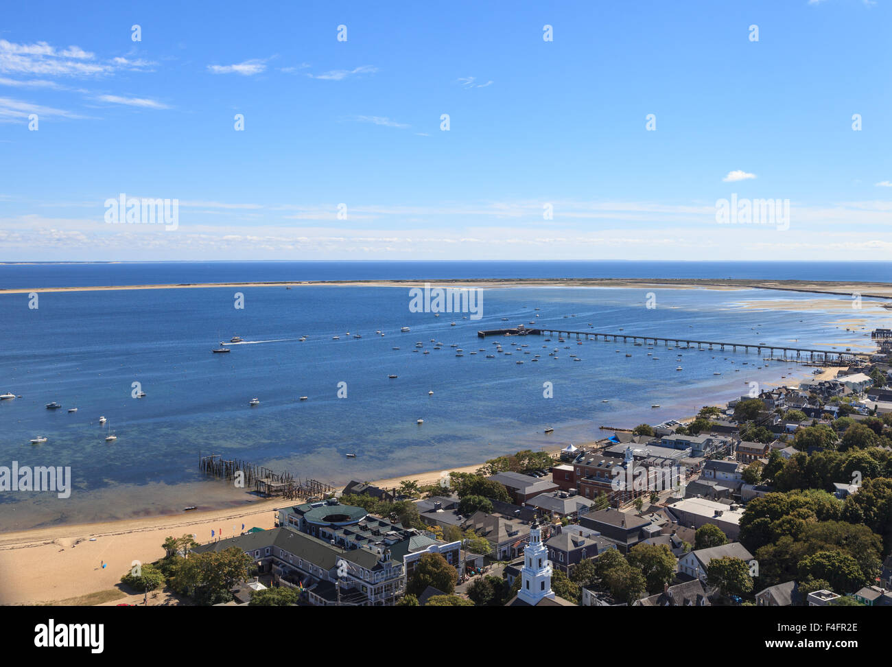 Provincetown, Massachusetts, Cape Cod city view and beach and ocean ...