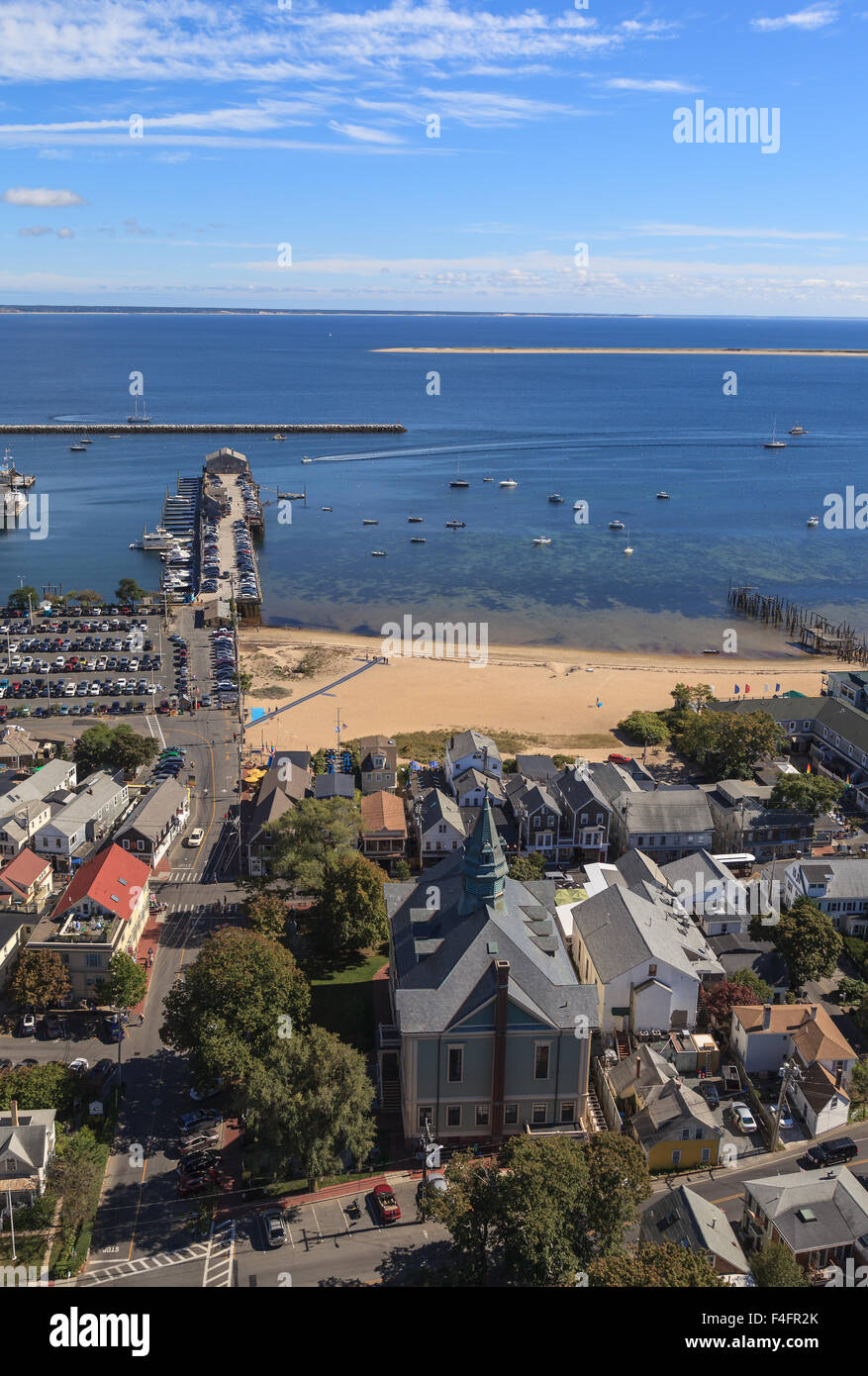 Provincetown, Massachusetts, Cape Cod city view and beach and ocean ...