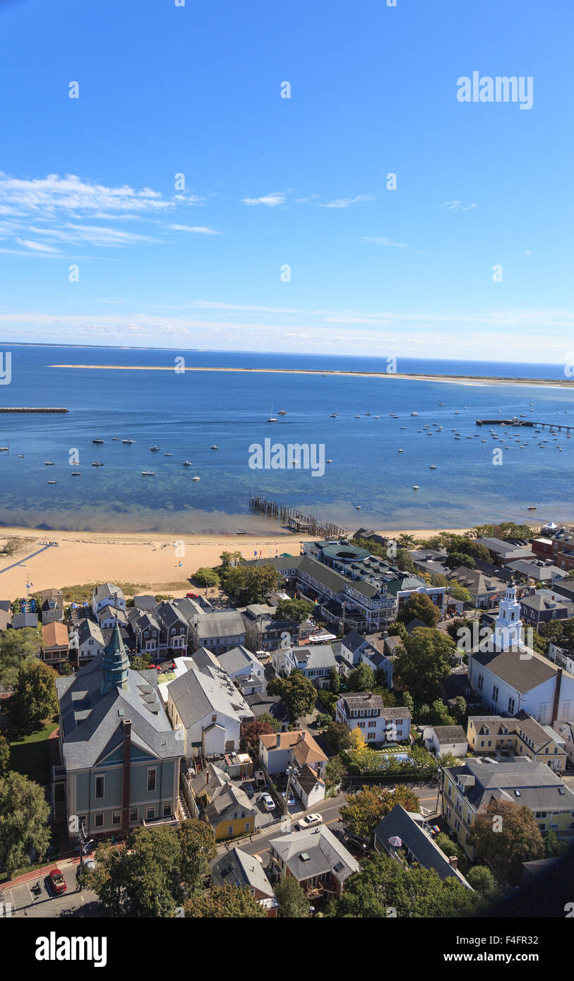 Provincetown, Massachusetts, Cape Cod city view and beach and ocean ...