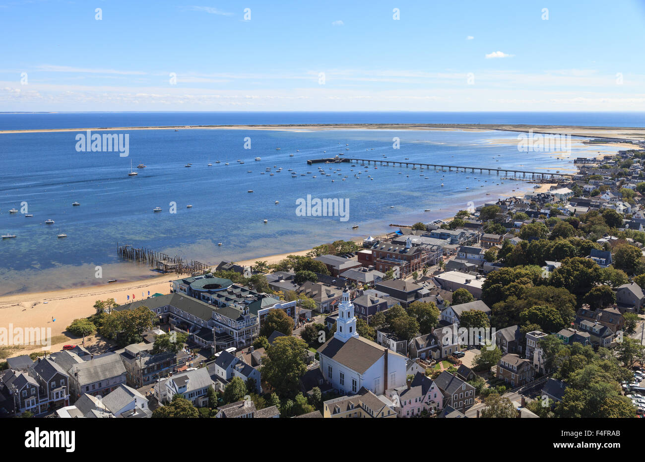 Provincetown, Massachusetts, Cape Cod city view and beach and ocean ...