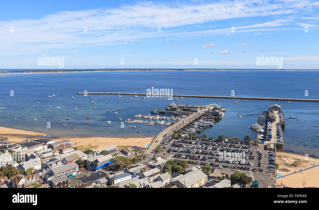Provincetown, Massachusetts, Cape Cod city view and beach and ocean ...