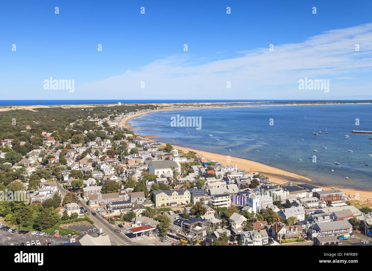 Provincetown, Massachusetts, Cape Cod city view and beach and ocean ...