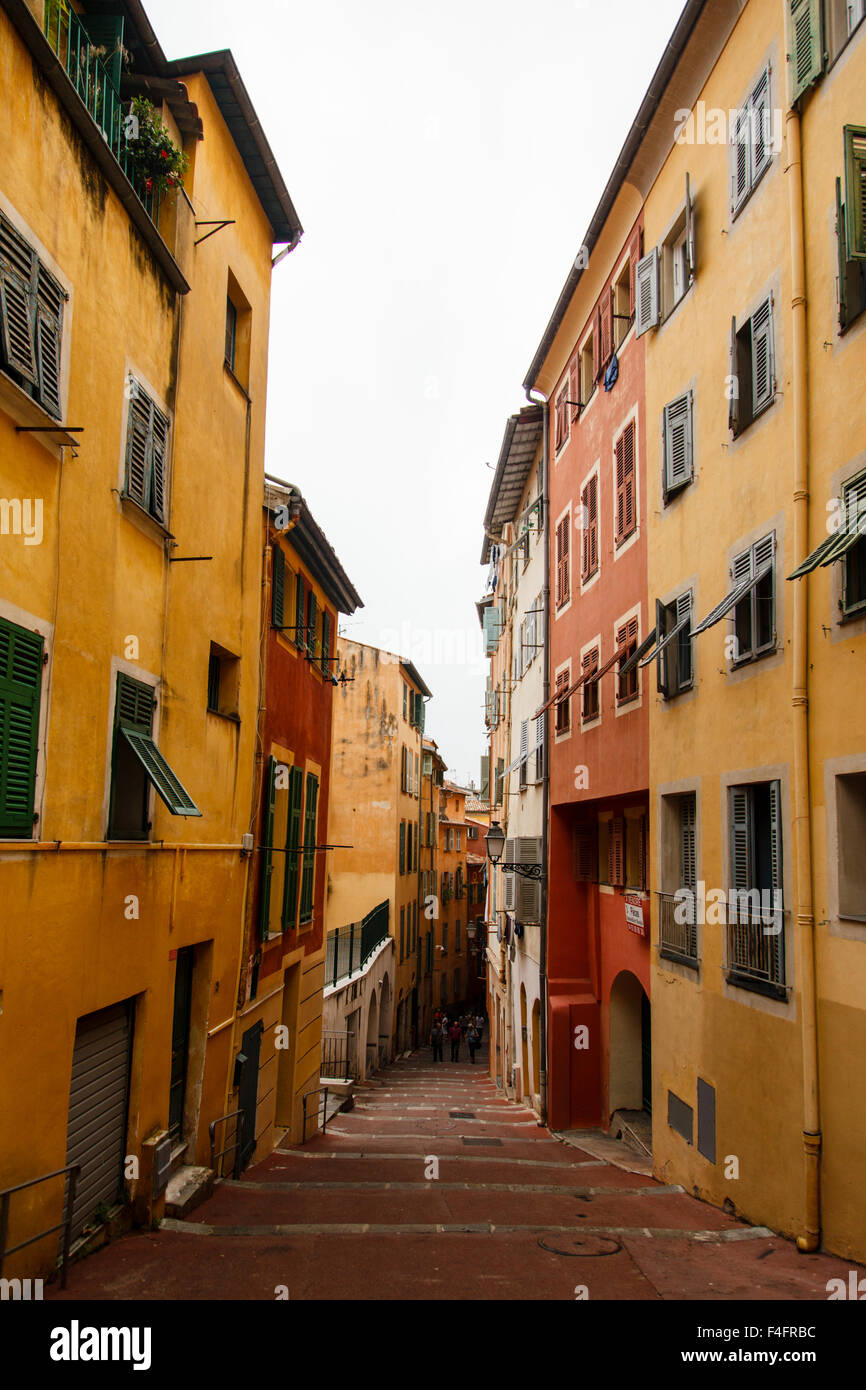 Medieval streets in the Old town, the Vieille Ville, of Nice in the ...