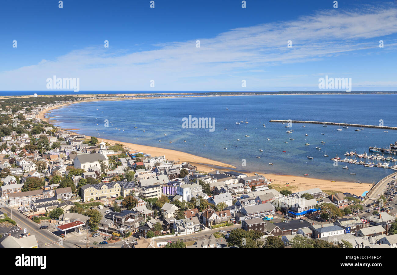 Provincetown, Massachusetts, Cape Cod city view and beach and ocean ...