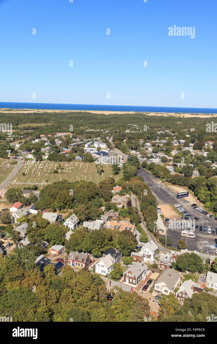Provincetown, Massachusetts, Cape Cod city view and beach and ocean ...