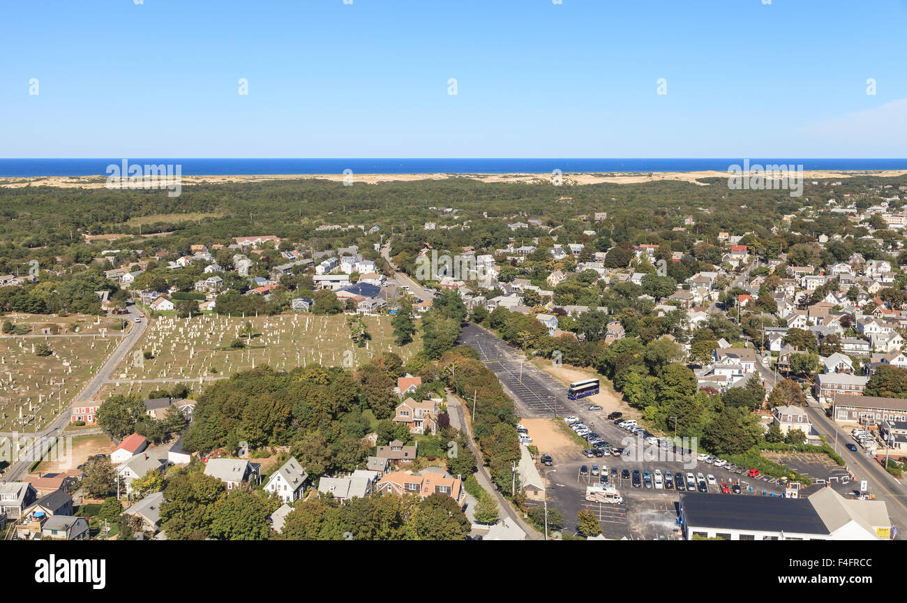 Provincetown, Massachusetts, Cape Cod city view and beach and ocean ...