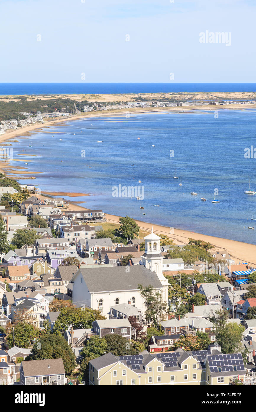 Provincetown, Massachusetts, Cape Cod city view and beach and ocean ...