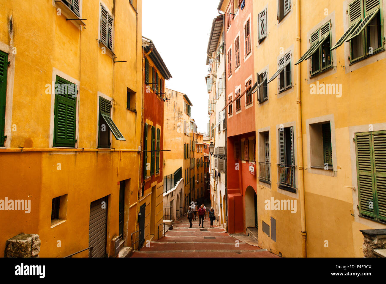 Medieval streets in the Old town, the Vieille Ville, of Nice in the ...