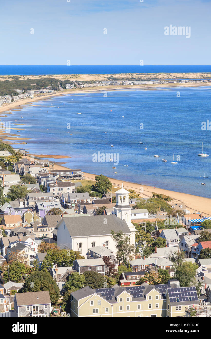 Provincetown, Massachusetts, Cape Cod city view and beach and ocean ...