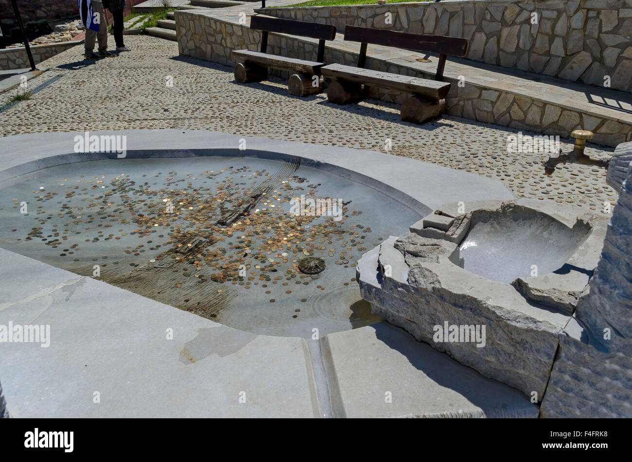 Smale lake with coin by "Virgin Mary" monument, Bulgaria Stock Photo ...