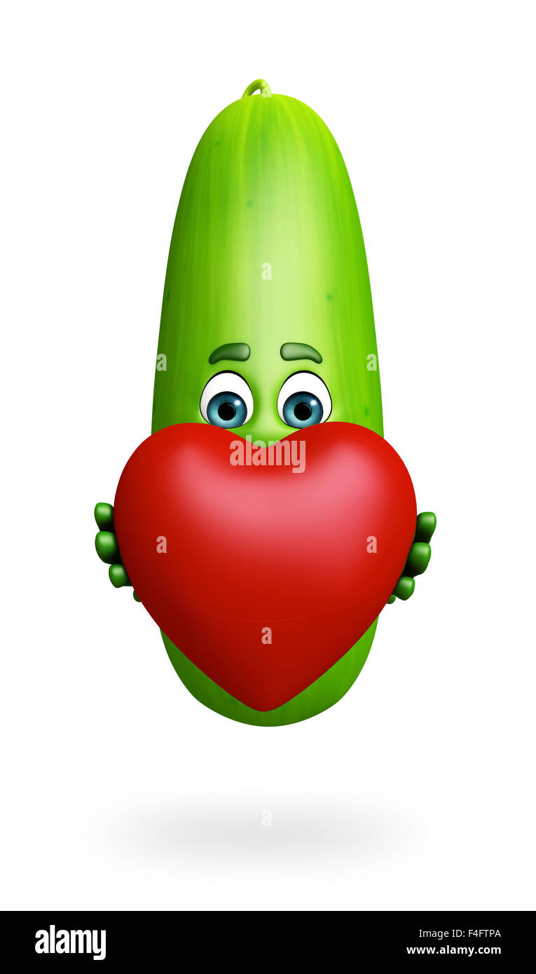 3d rendered illustration of cucumber cartoon character Stock Photo - Alamy