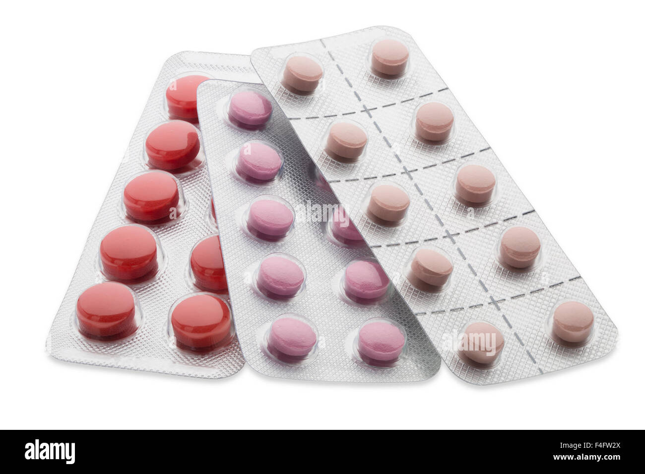 Set of colorful pills in a blister package on white background Stock ...
