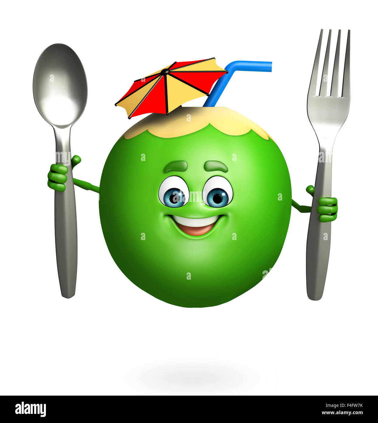 3d rendered illustration of coconut cartoon character Stock Photo - Alamy