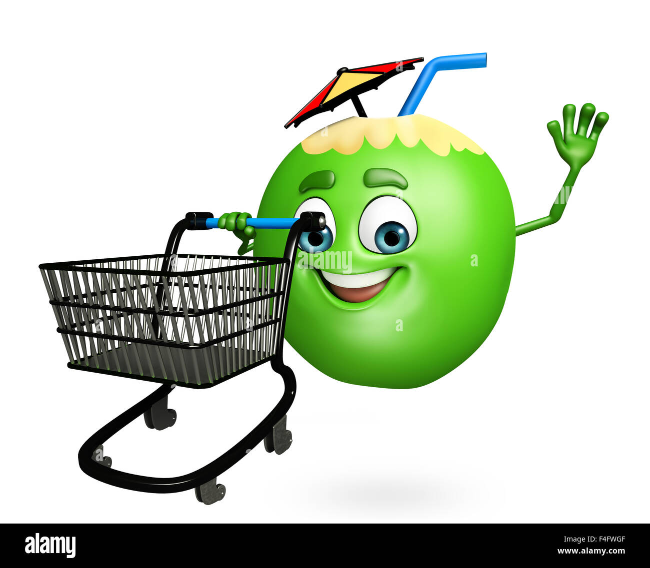 3d rendered illustration of coconut cartoon character Stock Photo - Alamy