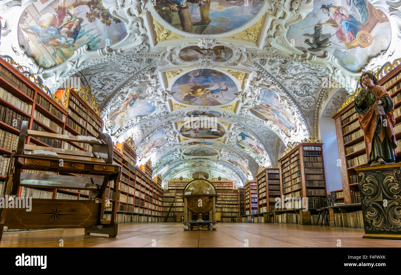 Baroque library in Strahov Monastery in Prague, Czech Republic Stock ...