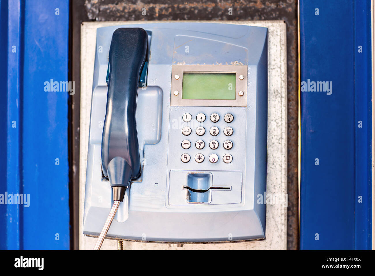 Blue Public Payphone Stock Photo - Alamy