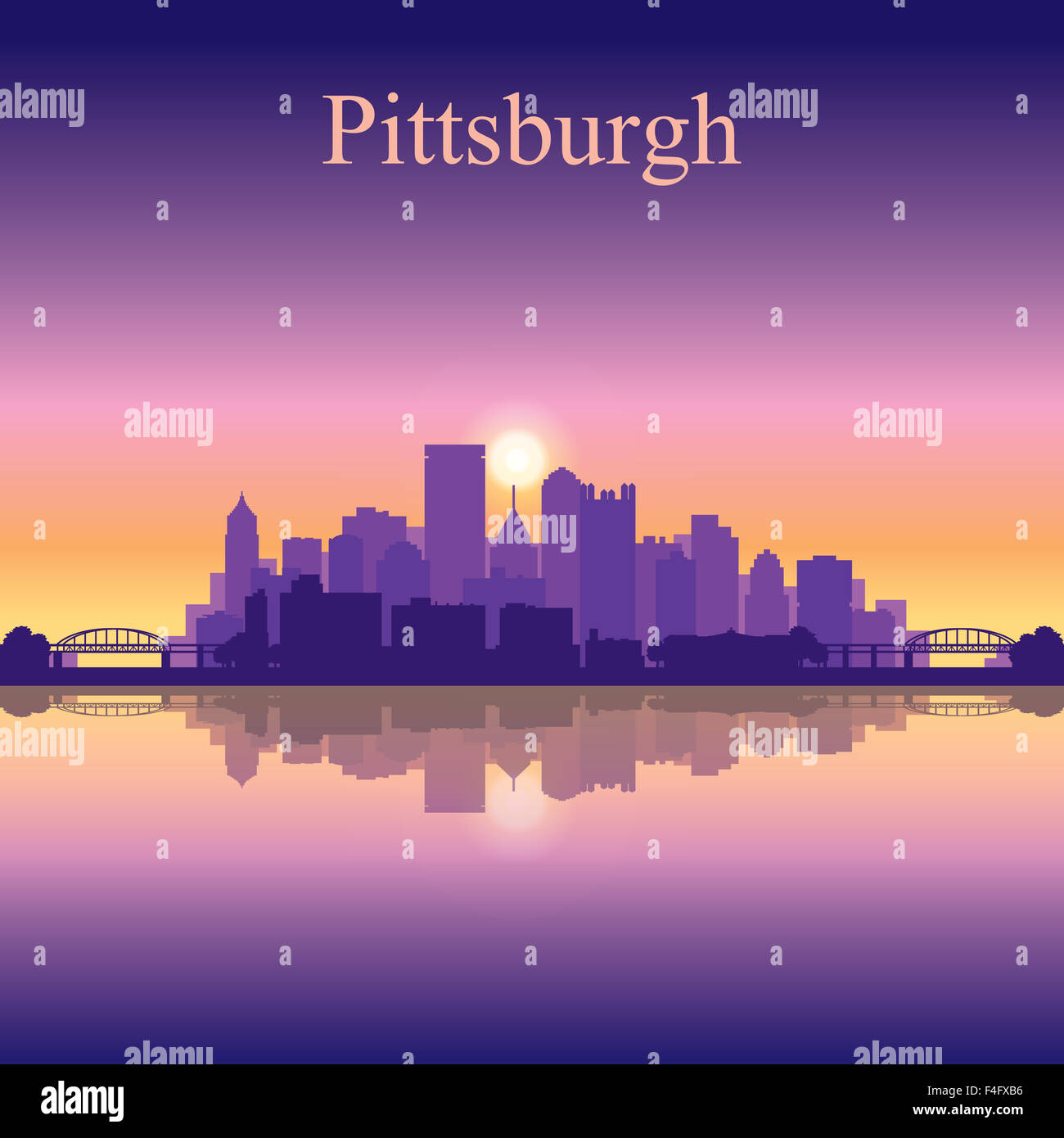 Pittsburgh city skyline silhouette background Stock Photo - Alamy