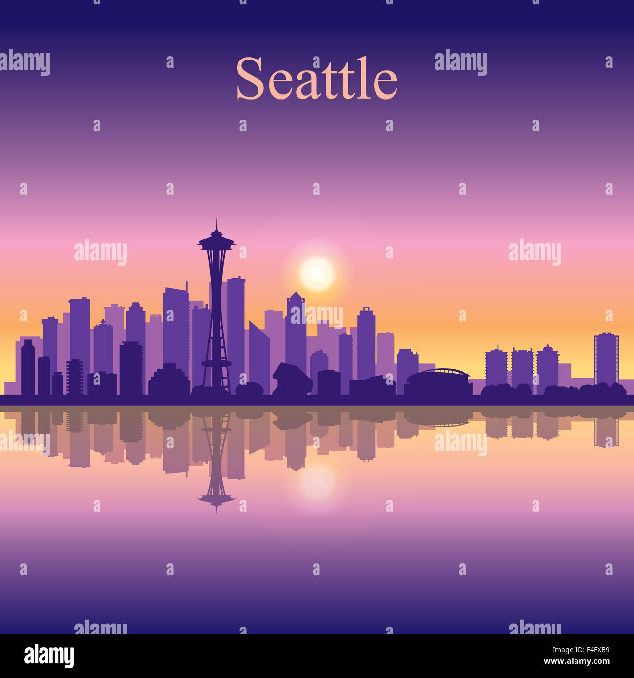 Seattle city skyline silhouette background Stock Photo - Alamy