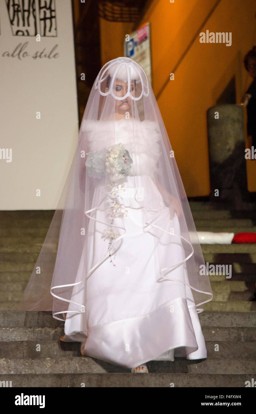 A model wears the dress designed by Alessio Visone, a neapolitan ...
