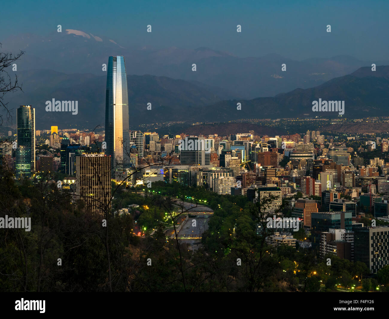 Sunset Skyline in Santiago de Chile Stock Photo - Alamy