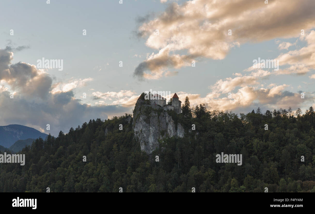 Bled castle in sunset, Slovenia Stock Photo - Alamy