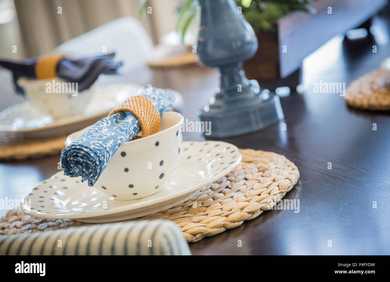 Beautiful Abstract of Dining Table with Place Settings Stock Photo - Alamy