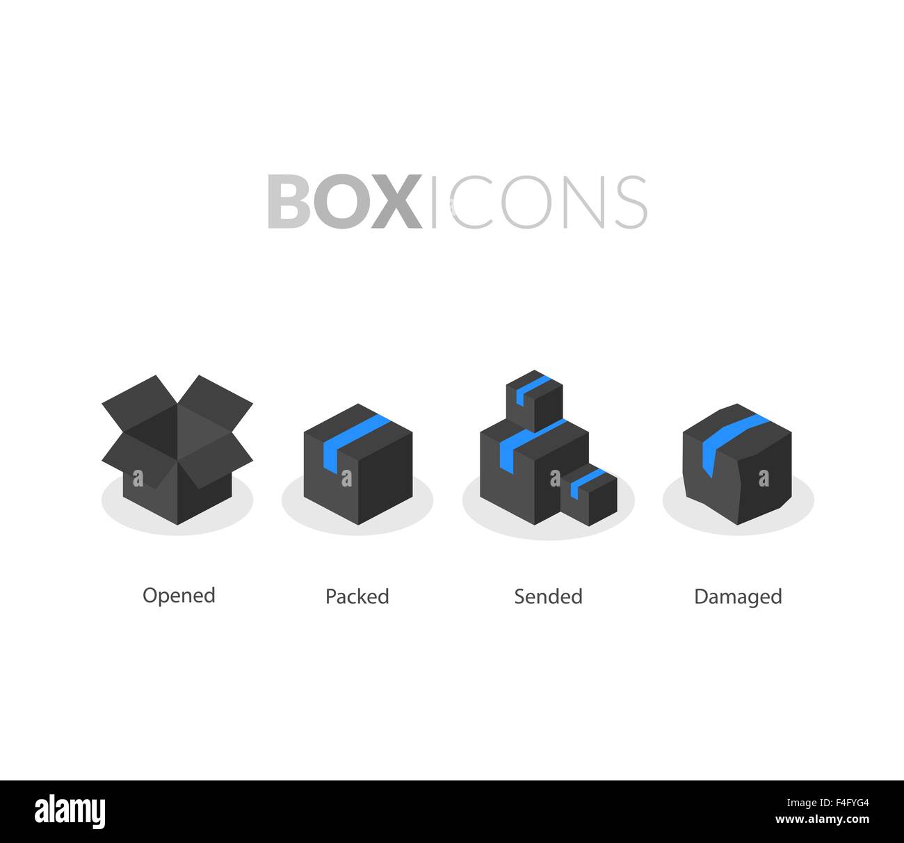 Box logo template, flat icons set Stock Vector Image & Art - Alamy