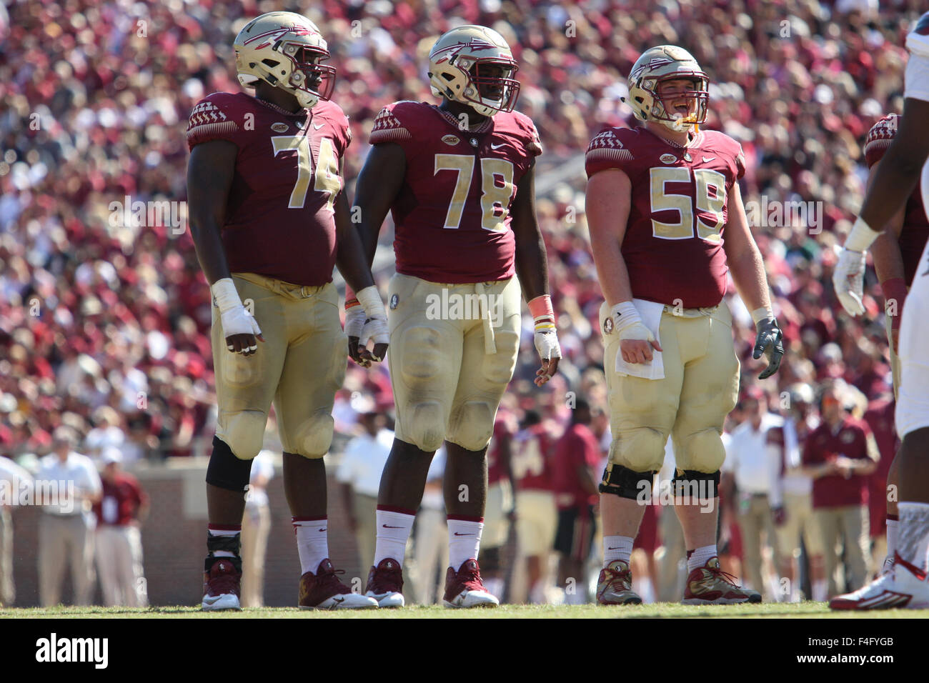 Tallahassee, FL, USA. 17th Oct, 2015. Florida State Seminoles offensive ...