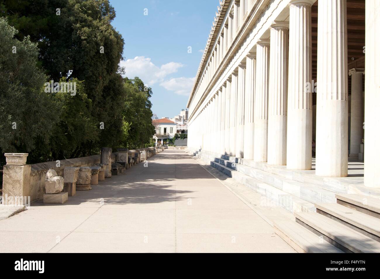 Corridor with Greek pillars Stock Photo - Alamy