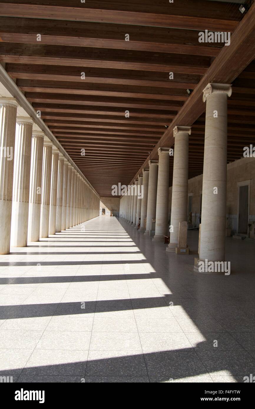 Corridor with Greek pillars Stock Photo - Alamy