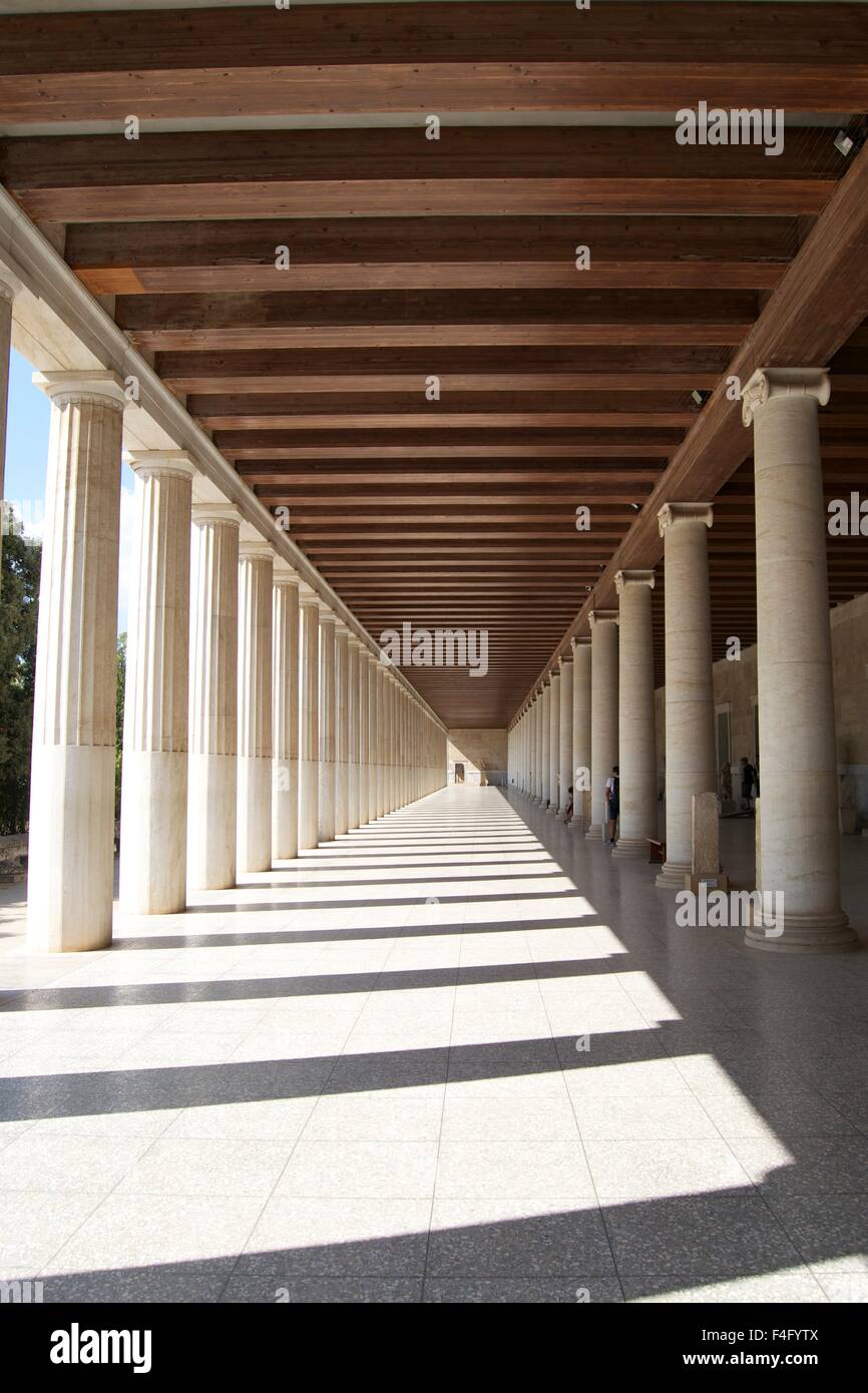 Corridor with Greek pillars Stock Photo - Alamy
