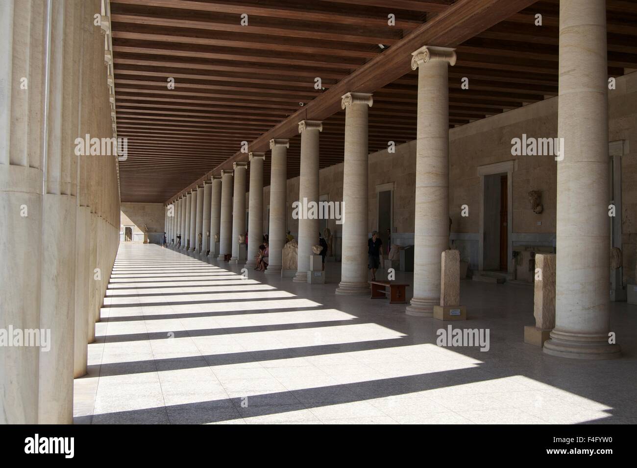 Corridor with Greek pillars Stock Photo - Alamy