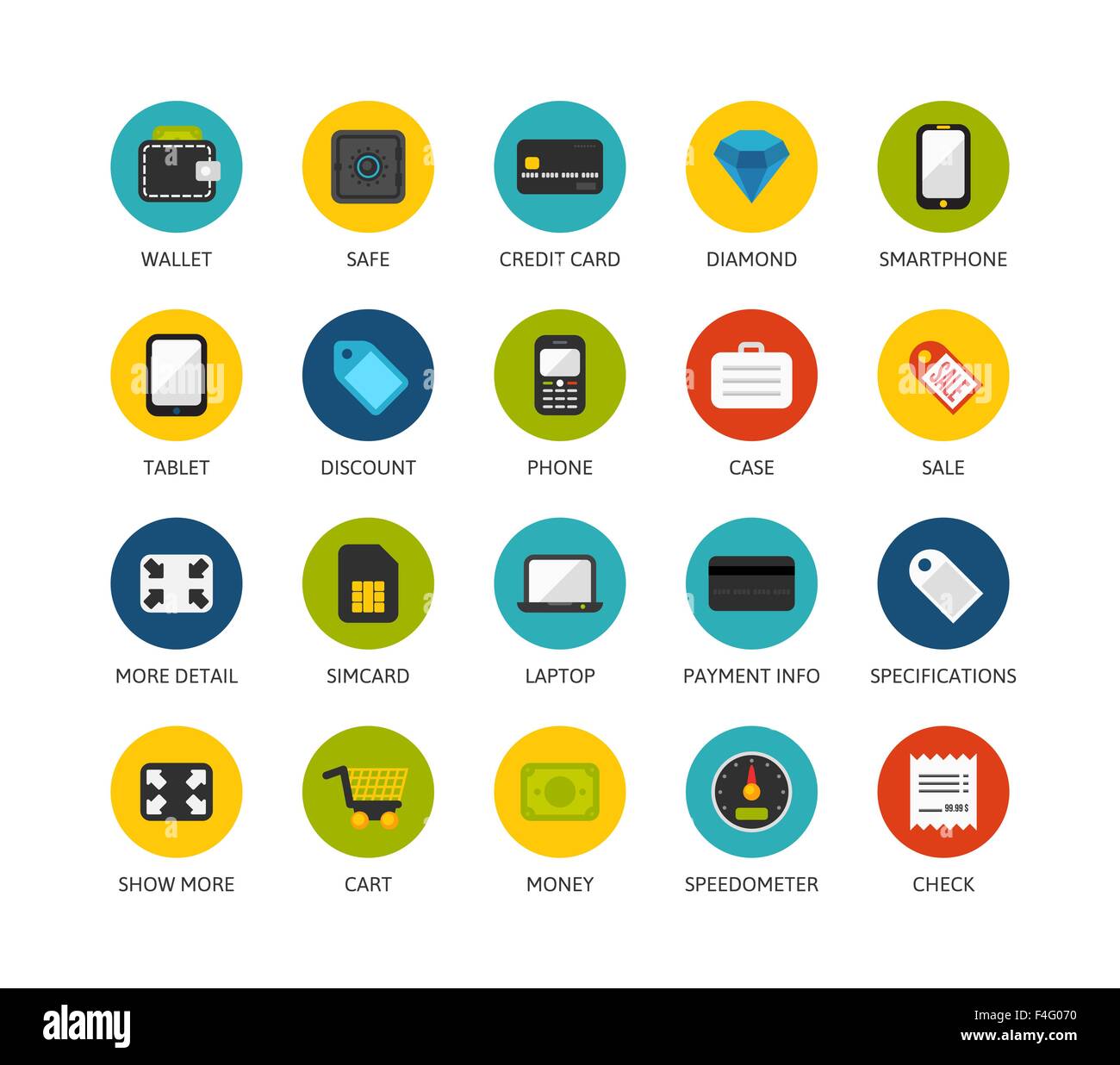 Round icons thin flat design, modern line stroke style Stock Vector ...
